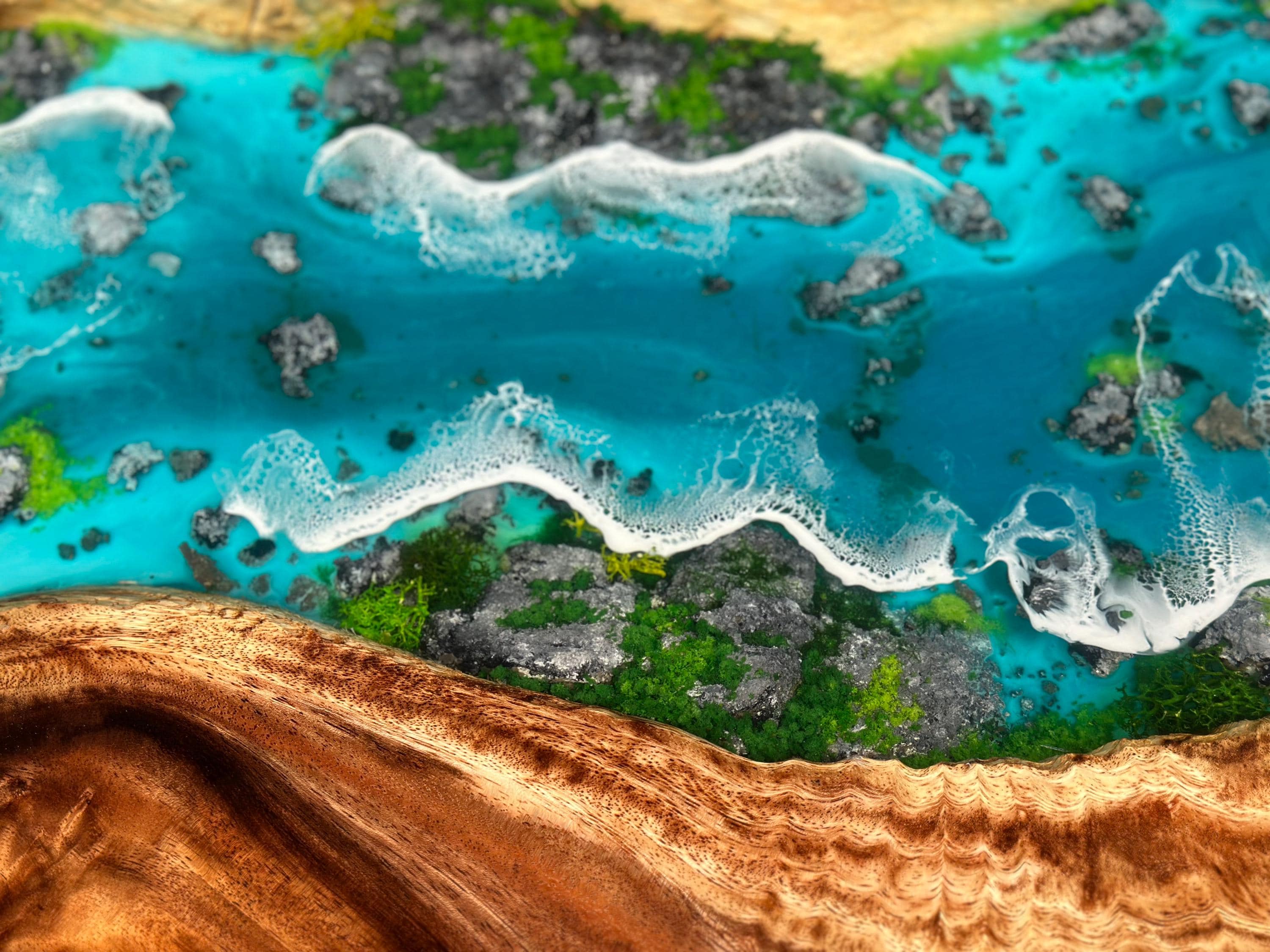 Custom Epoxy Table,waterfall,tabletop Gaming,walnut Standing Desk Top ...