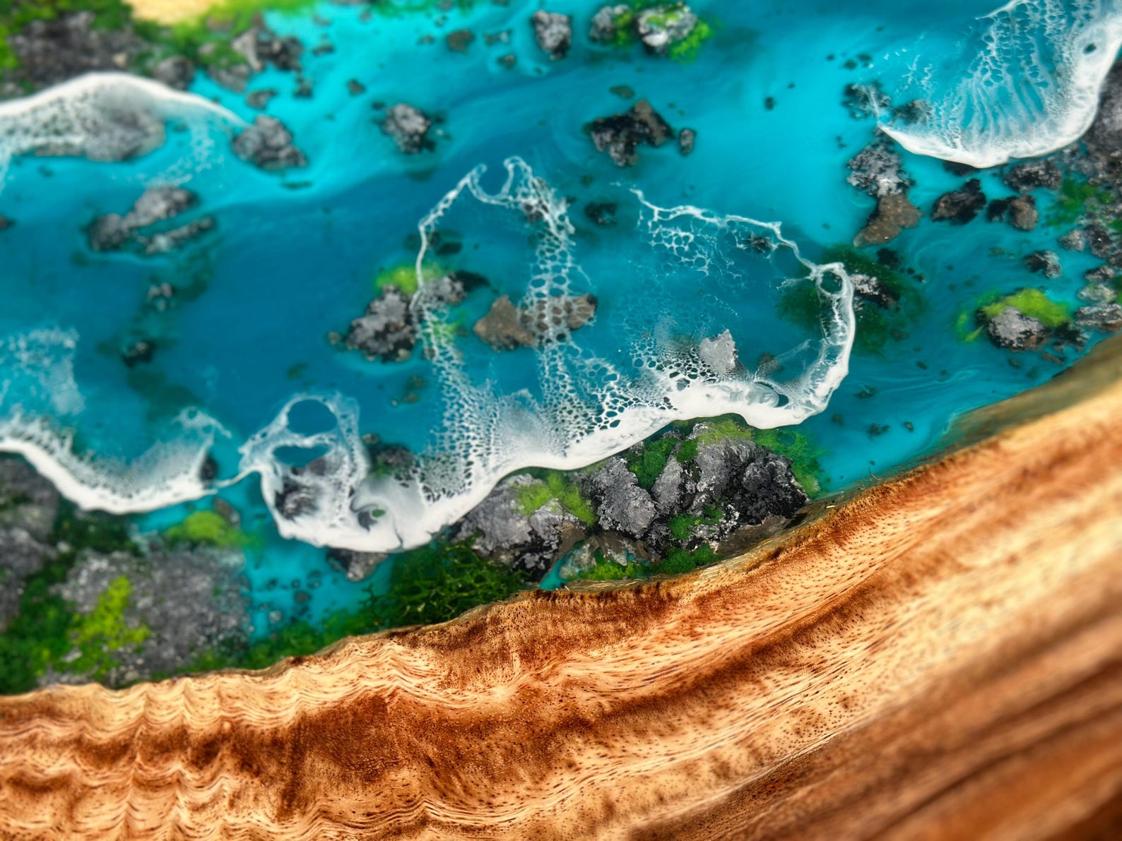 Custom Epoxy Table,waterfall,tabletop Gaming,walnut Standing Desk Top ...