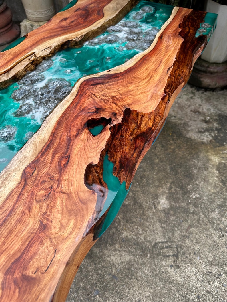 Epoxy Resin Table,epoxy Waterfall,tabletop Gaming,walnut Standing Desk ...