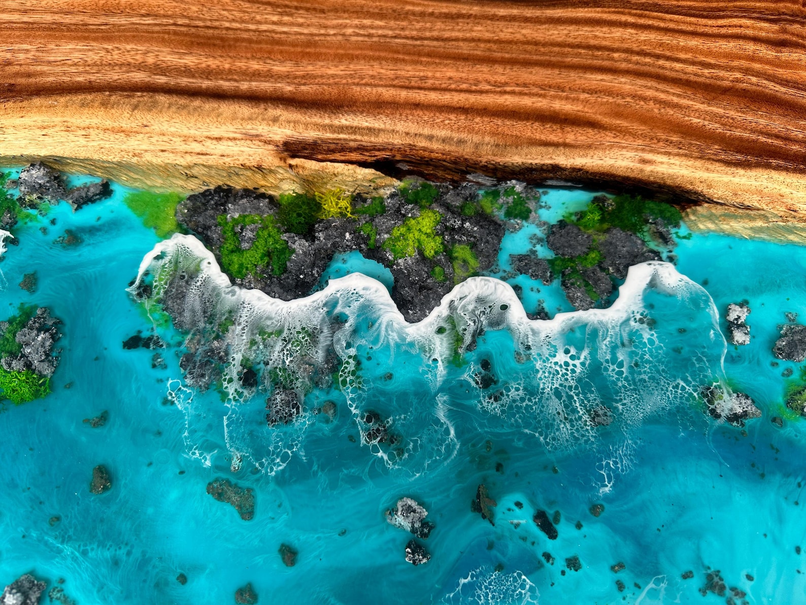 Custom Epoxy Table,waterfall,tabletop Gaming,walnut Standing Desk Top ...