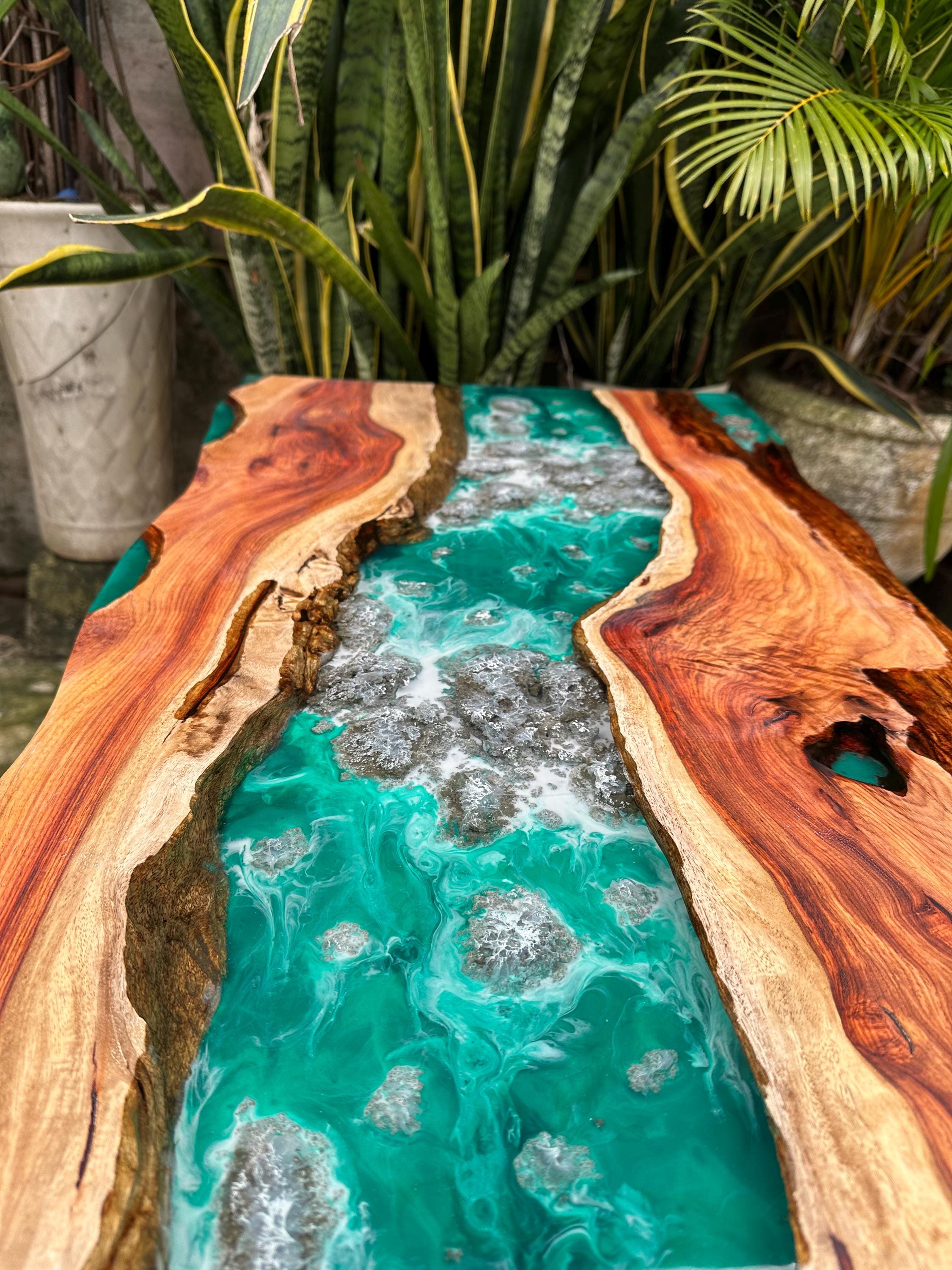 Epoxy Resin Table,epoxy Waterfall,tabletop Gaming,walnut Standing Desk ...