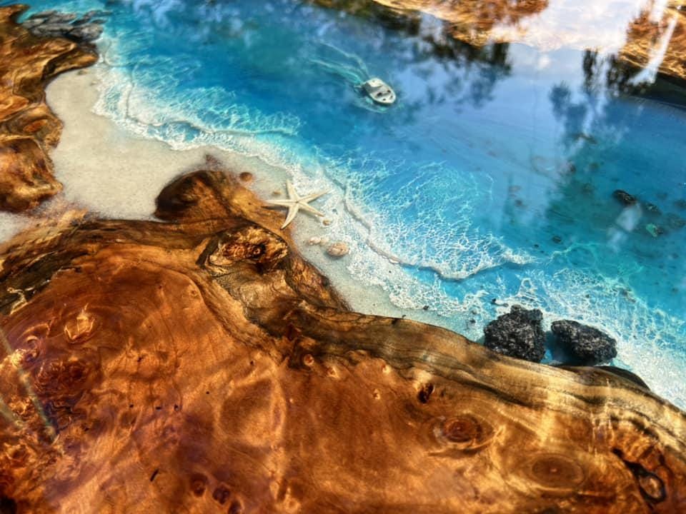 Vintage Ocean Epoxy Table,custom Coastal Resin River Table,beach House ...