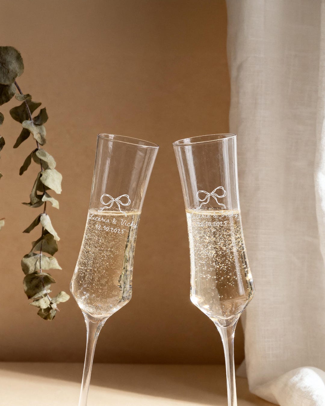 Custom Engraved Champagne Flutes Set of 2, Personalized Wedding ...