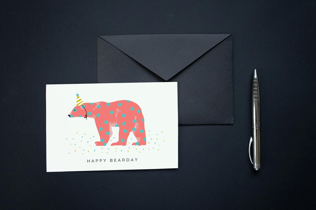 Happy Beardy Birthday Card | Printable Funny Bear Birthday Card - Etsy