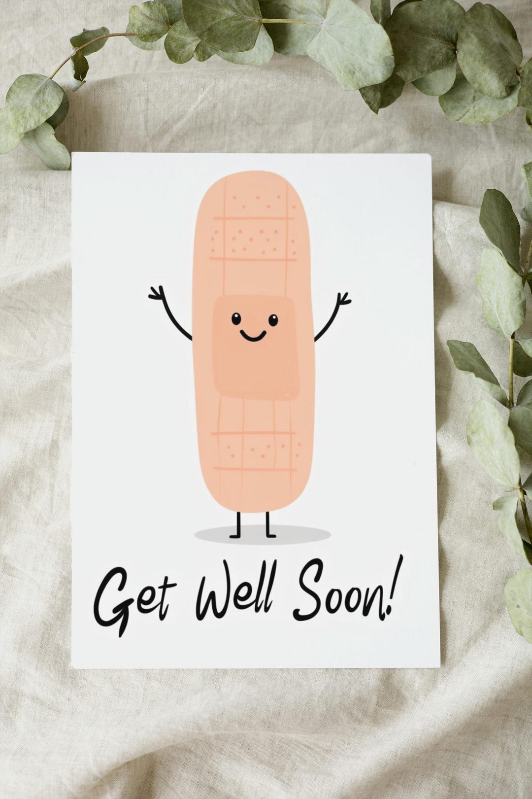 Printable Get Well Soon Card – Cute Bandaid Design – Digital Download ...
