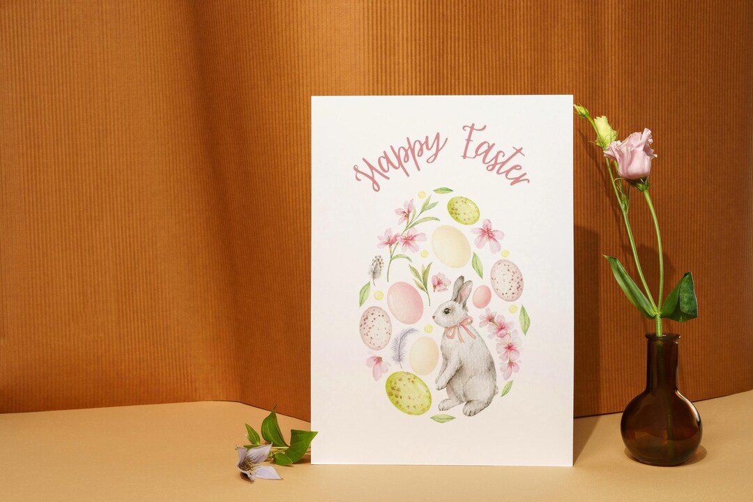 Printable Happy Easter Cards Set of 2, 5x7 & 4x6 Instant Download ...
