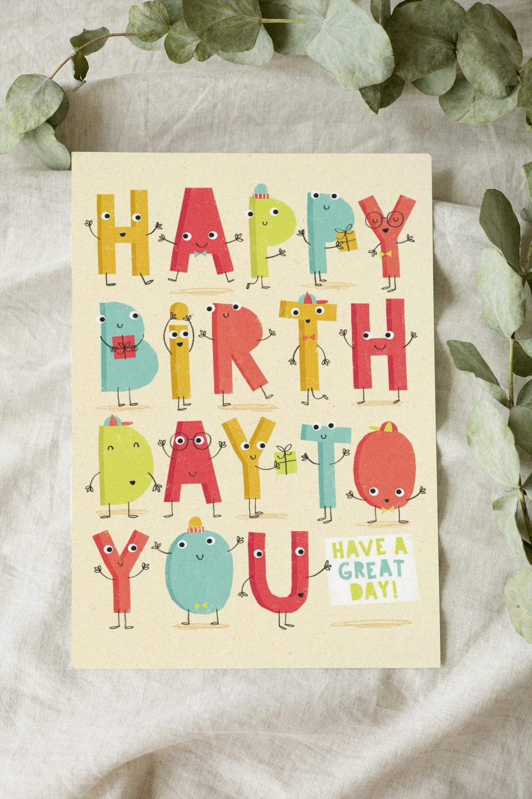 Cute Cartoon Birthday Card Printable - “happy Birthday” - Instant ...