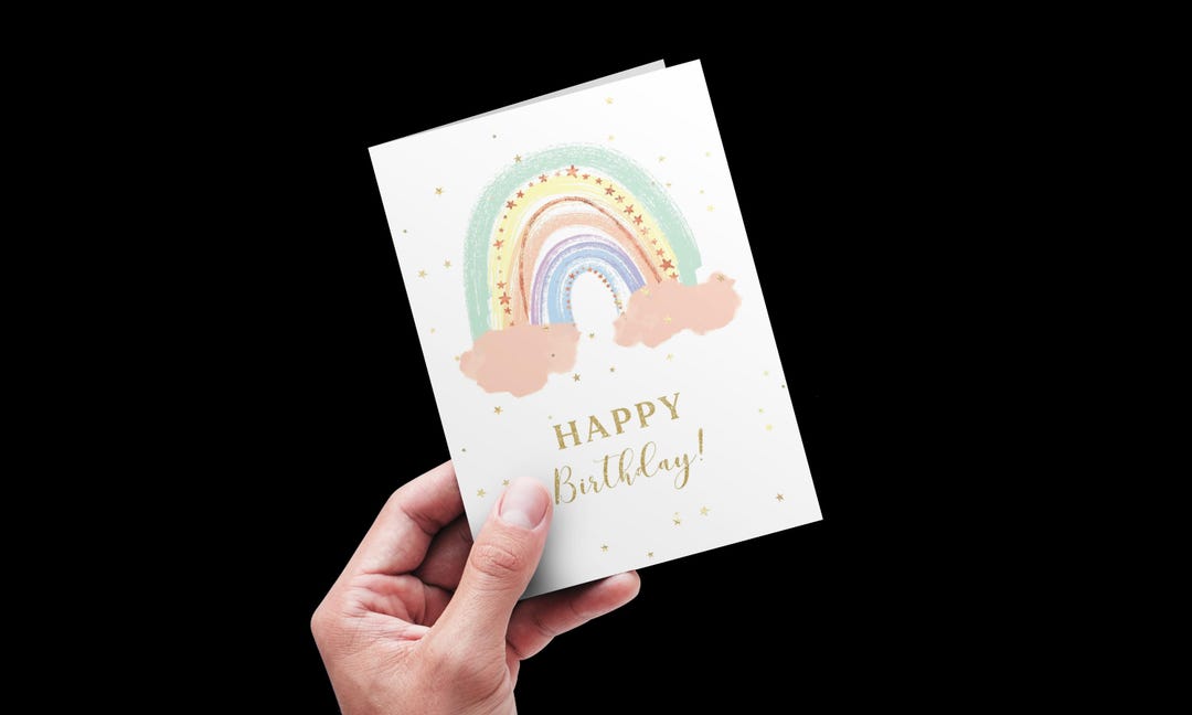 Rainbow Birthday Card Printable | Colorful Digital Instant Download ...