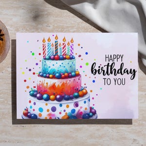 Printable Birthday Cake Card – Fun Digital Greeting, Instant Download ...