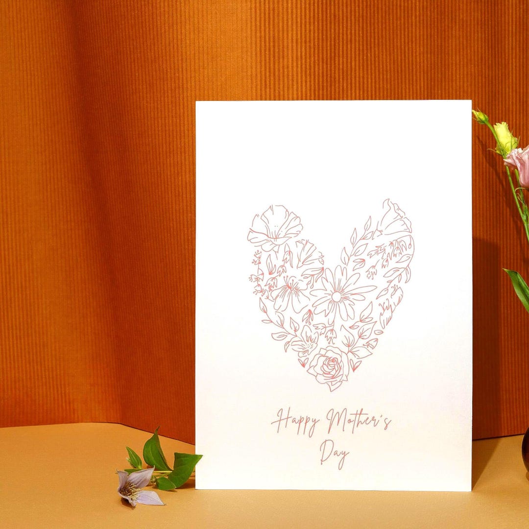 Printable Mother’s Day Card – Heart Design, Instant Download, DIY ...