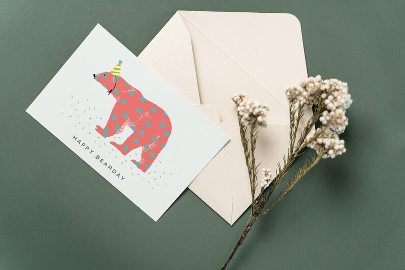 Happy Beardy Birthday Card | Printable Funny Bear Birthday Card - Etsy