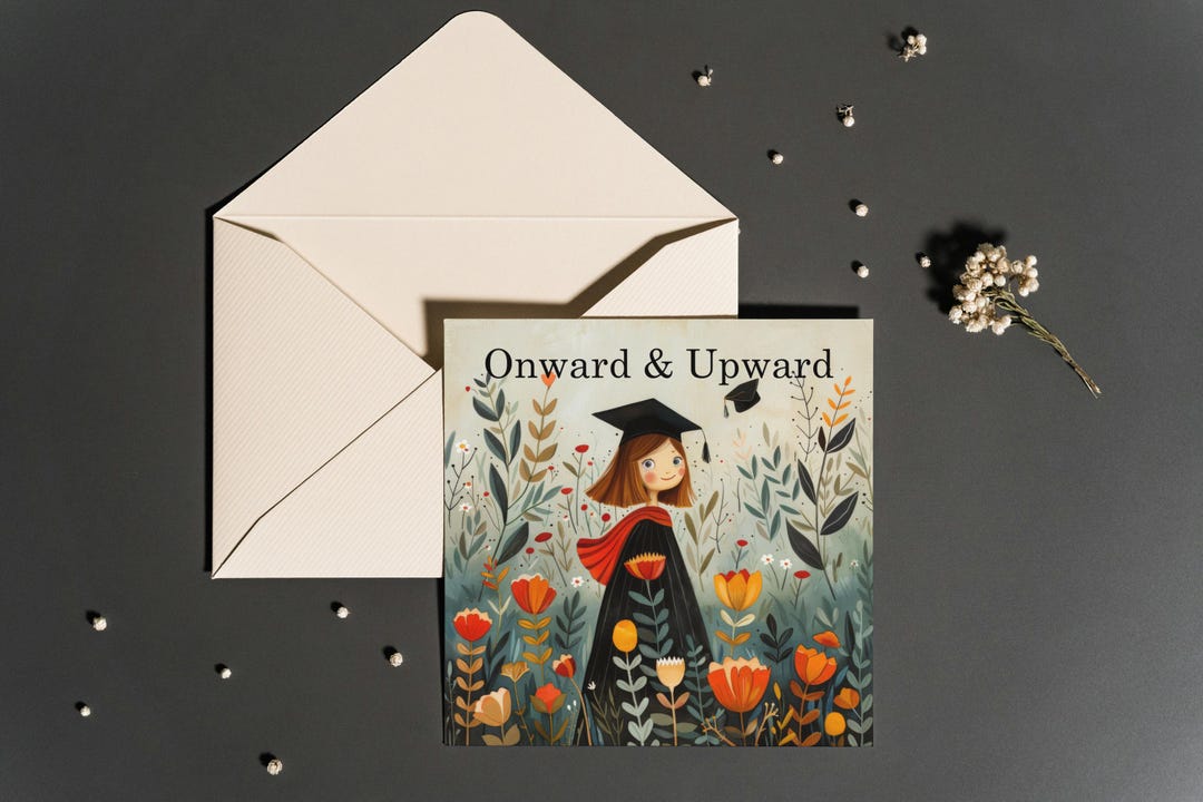Printable Graduation Card - “onward & Upward” Square Design ...