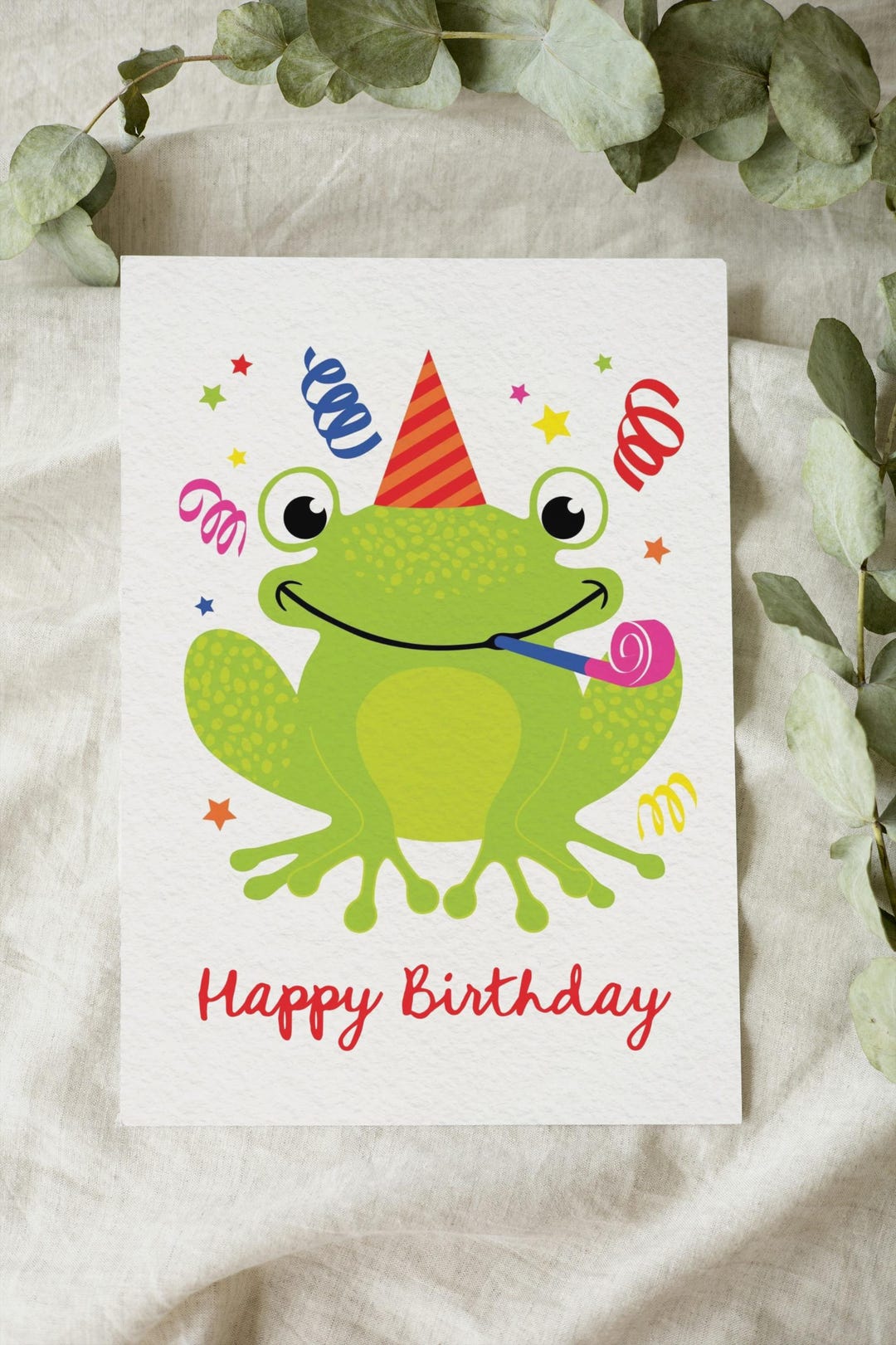 Printable Frog Birthday Card - “happy Birthday” Cute Amphibian Design ...