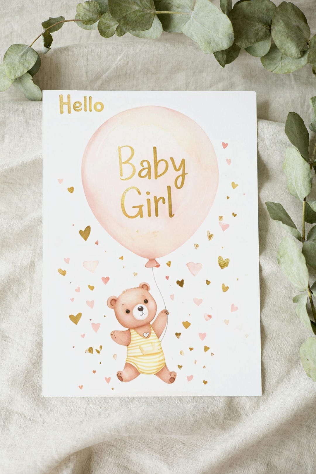 Printable New Baby Girl Card – “hello Baby Girl” – Digital Download ...