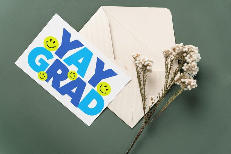 Printable Graduation Card - “yay Grad!” - Fun Digital Greeting Card ...
