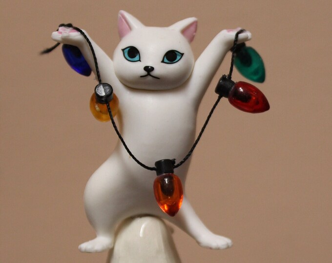 Ceramic Christmas Tree Topper White Cat Halloween Ceramic Tree ...