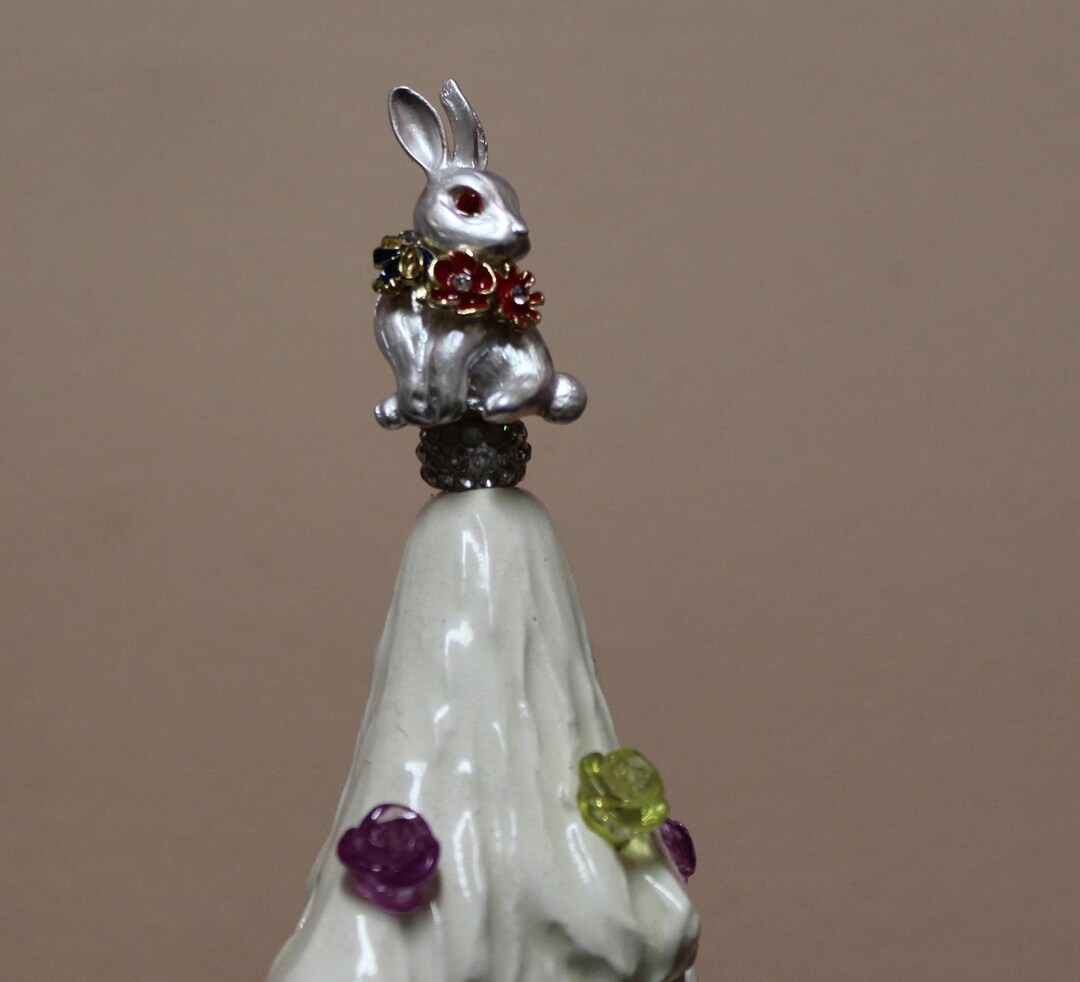 Ceramic Christmas Tree Topper White Easter Bunny Rabbit Ceramic Tree ...