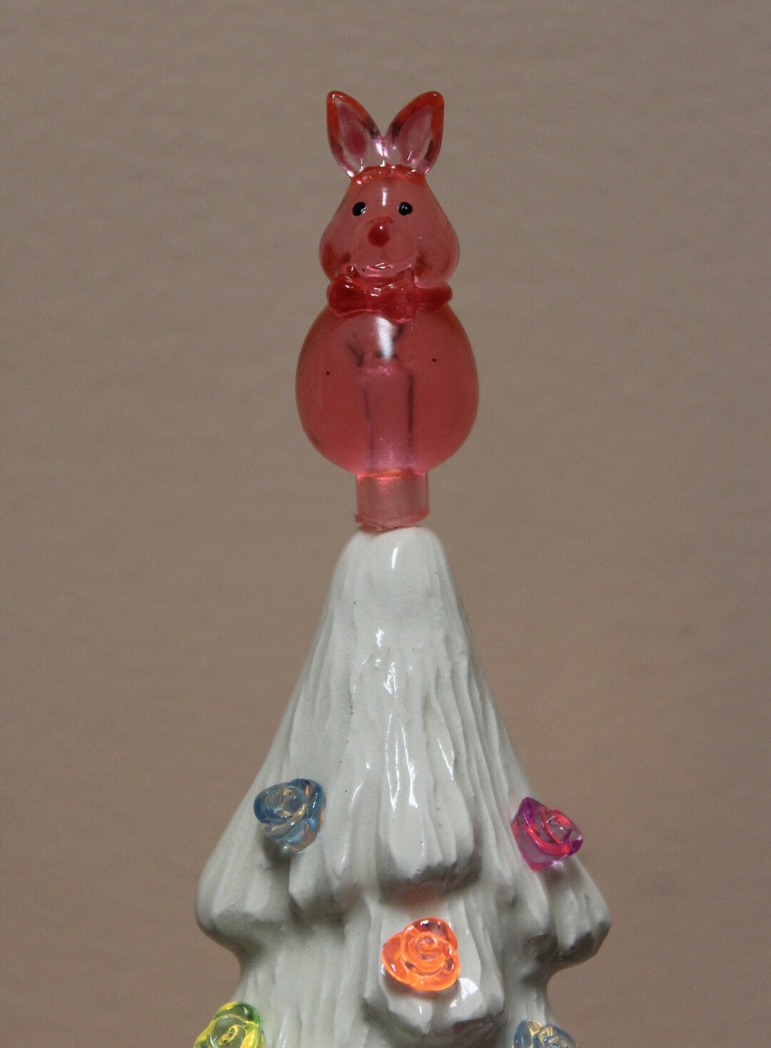 Ceramic Christmas Tree Topper Pink Rabbit Bunny Easter Topper Ceramic ...