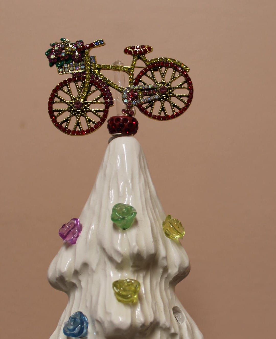Ceramic Christmas Tree Topper Bicycle Bike W Basket - Etsy