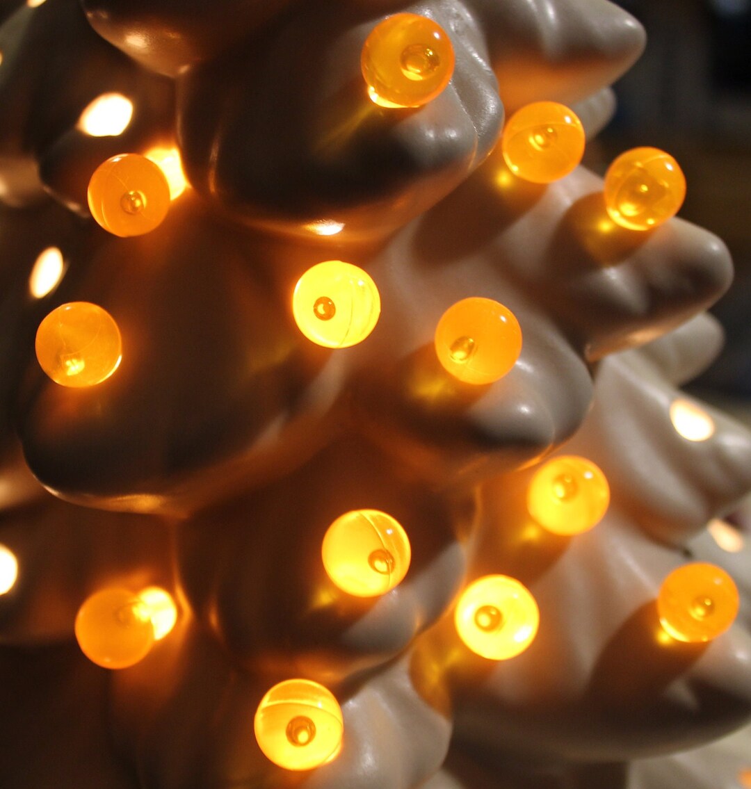 Ceramic Christmas Tree Round Balls Lights Gold Yellow - Etsy