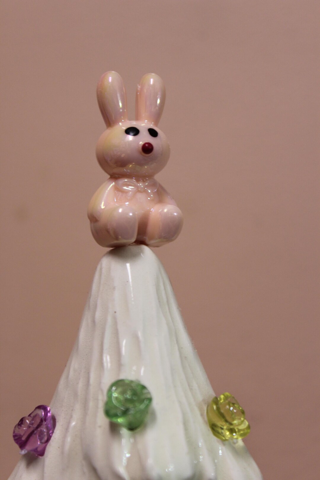 Ceramic Christmas Tree Topper Light Pink Easter Bunny Rabbit Ceramic ...