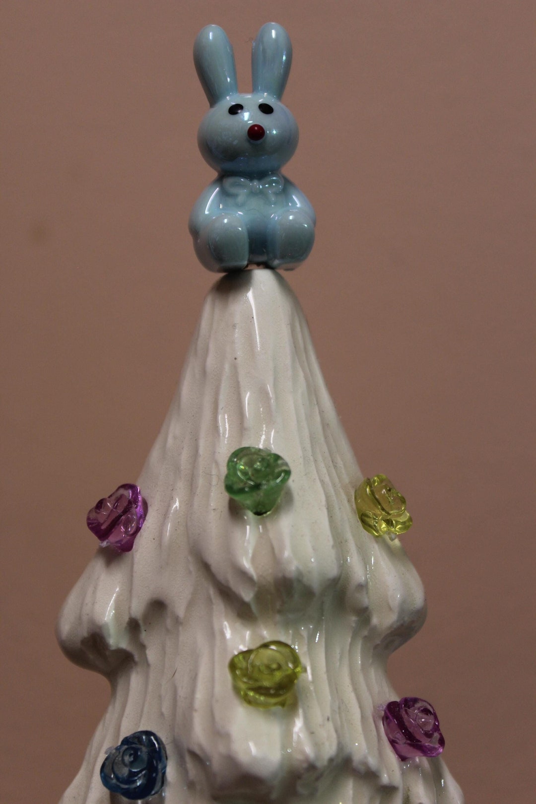 Ceramic Christmas Tree Topper Blue Easter Bunny Rabbit Ceramic Tree ...