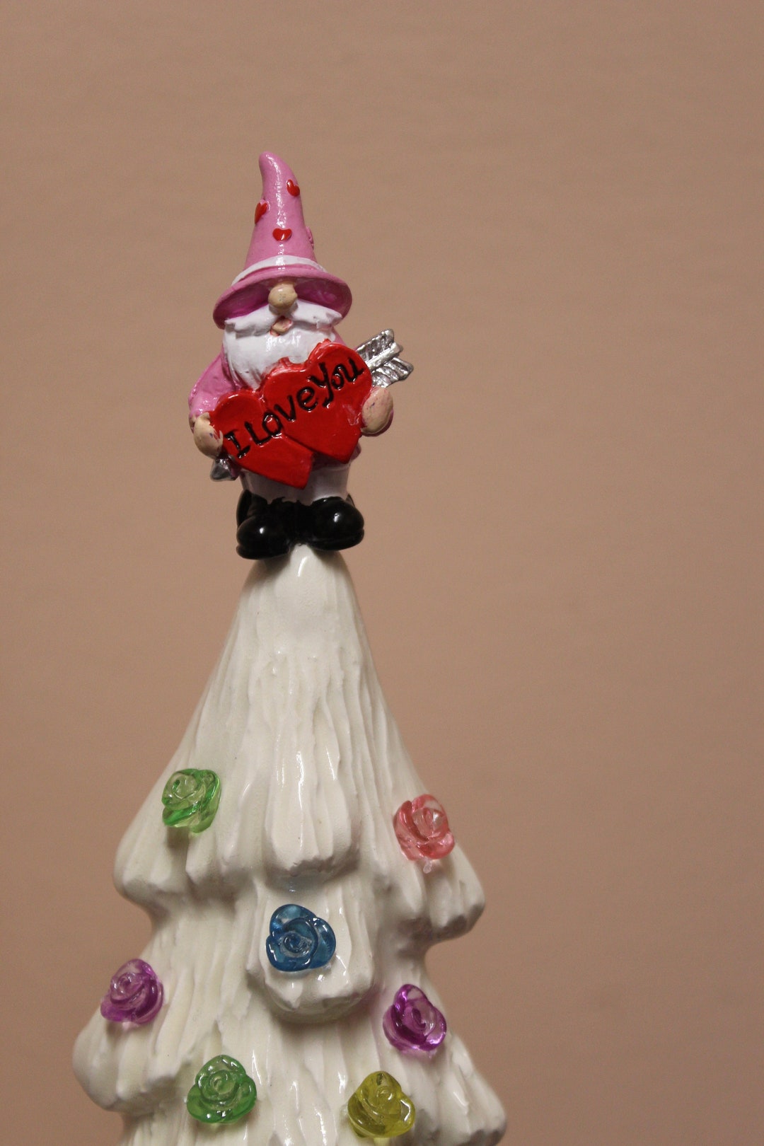 Ceramic Christmas Tree Topper Valentine's Day Gnome Topper Ceramic Tree ...