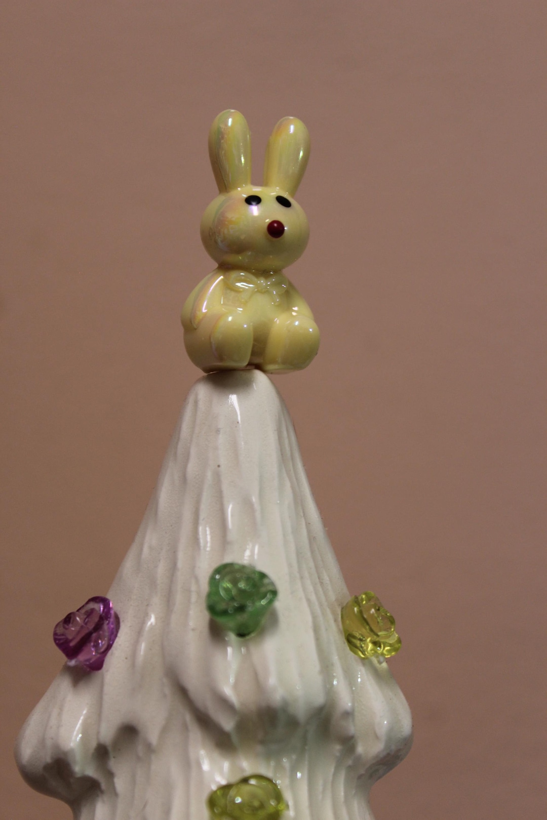 Ceramic Christmas Tree Topper Yellow Easter Bunny Rabbit Ceramic Tree ...