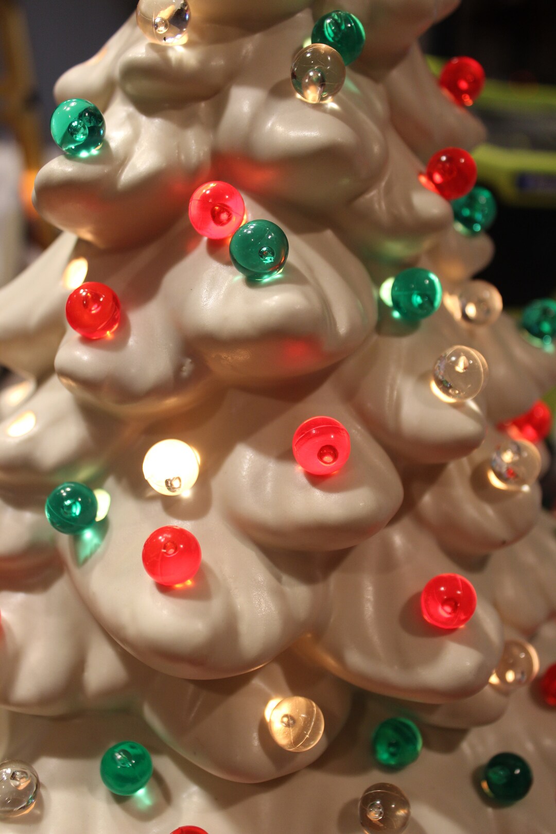 Ceramic Christmas Tree Round Balls Lights Red Green Clear - Etsy
