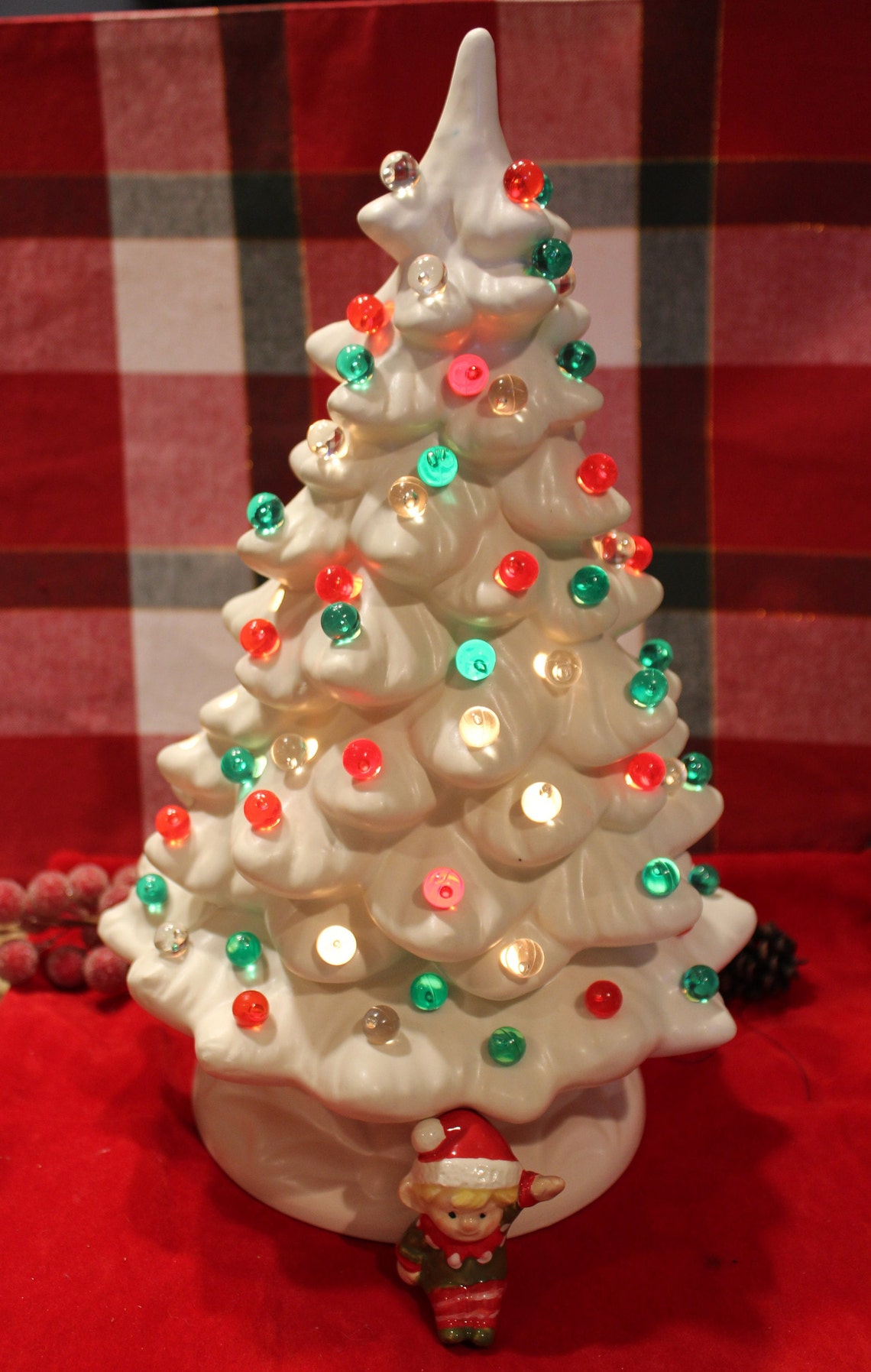 Ceramic Christmas Tree Round Balls Lights Smooth Red Green Clear - Etsy