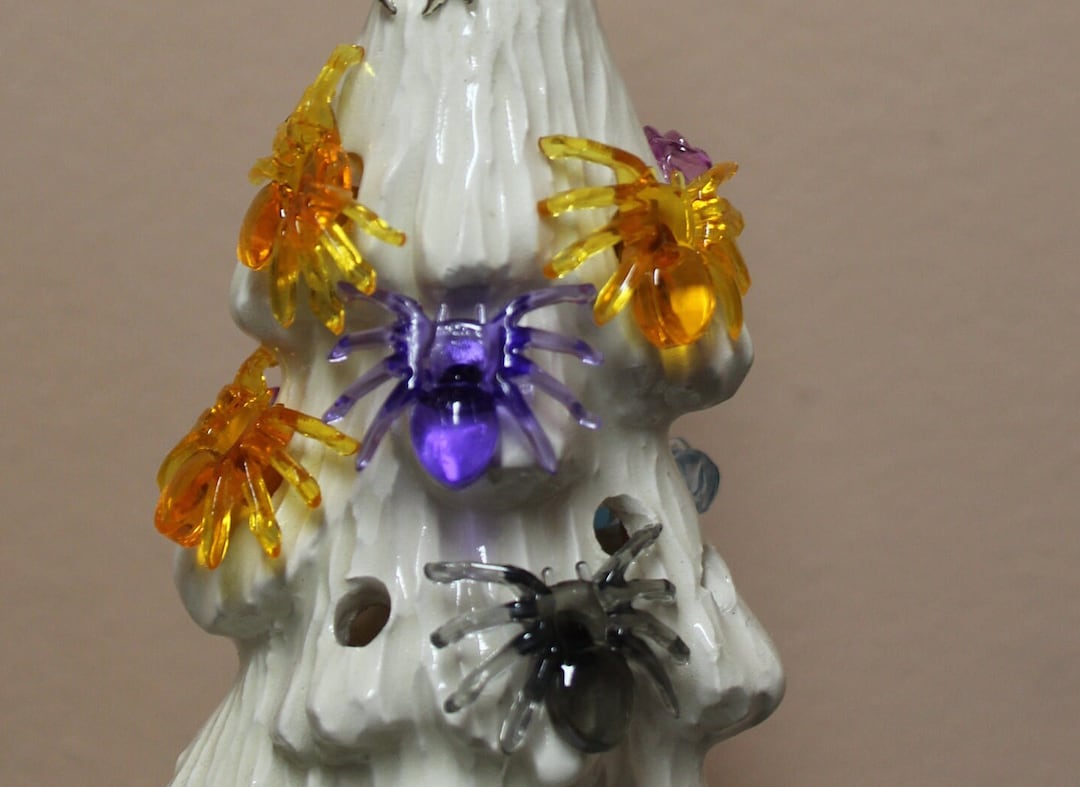 30 Spider Ceramic Tree Bulbs Halloween Tree Orange, Green, Black Clear ...