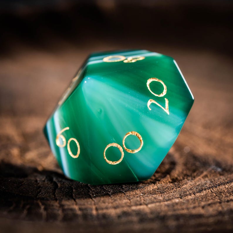 Green Agate Gemstone Dice Set: Polyhedral DND Dice - Etsy