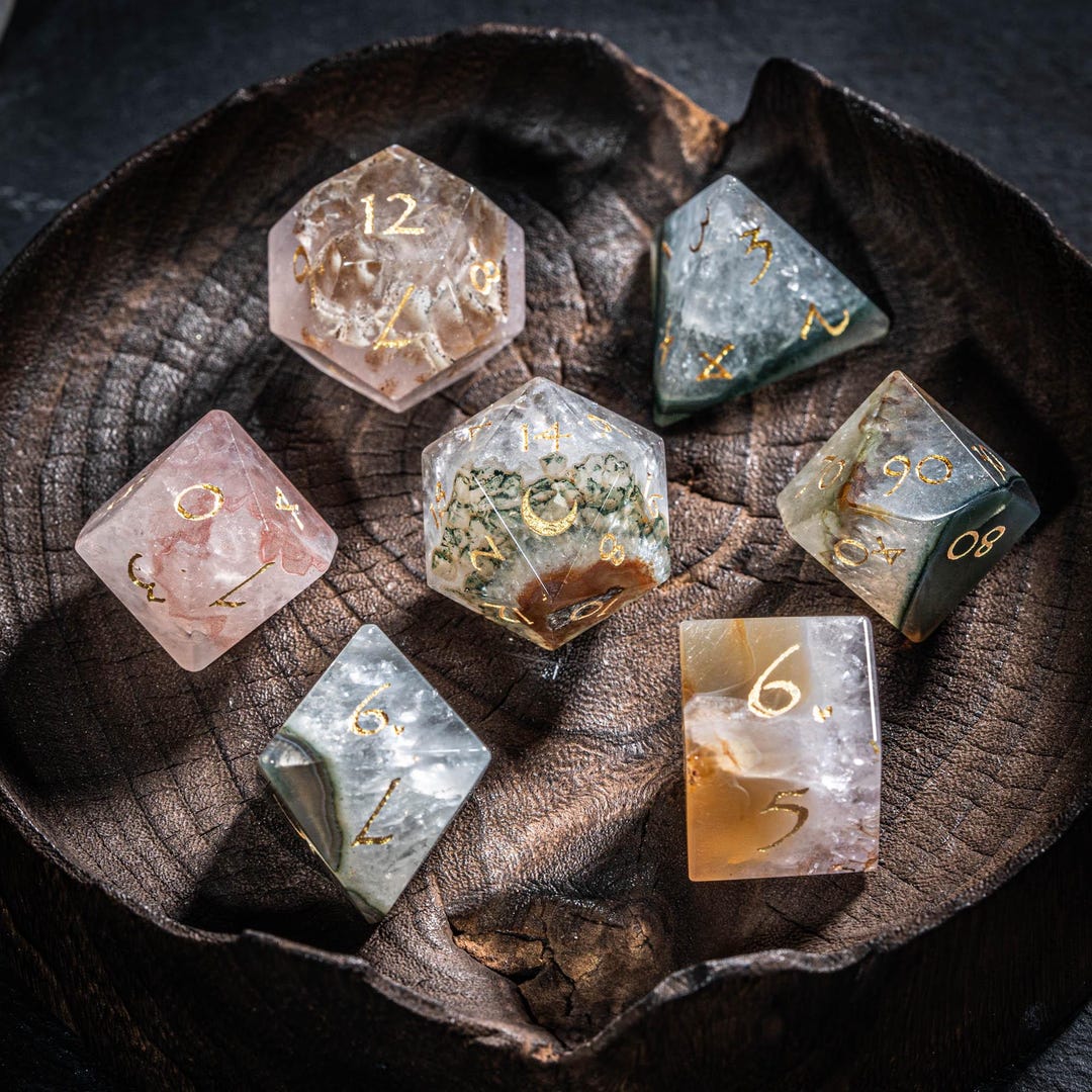 Agate Chalcedony to Quartz Transition Zone Dice Set: Polyhedral DND ...