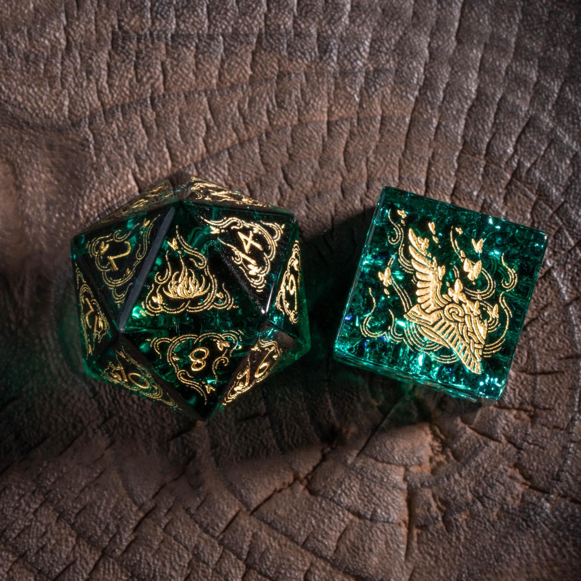 Emerald Glass Dice Set: Elden Ring Inspired Polyhedral DND Dice - Etsy