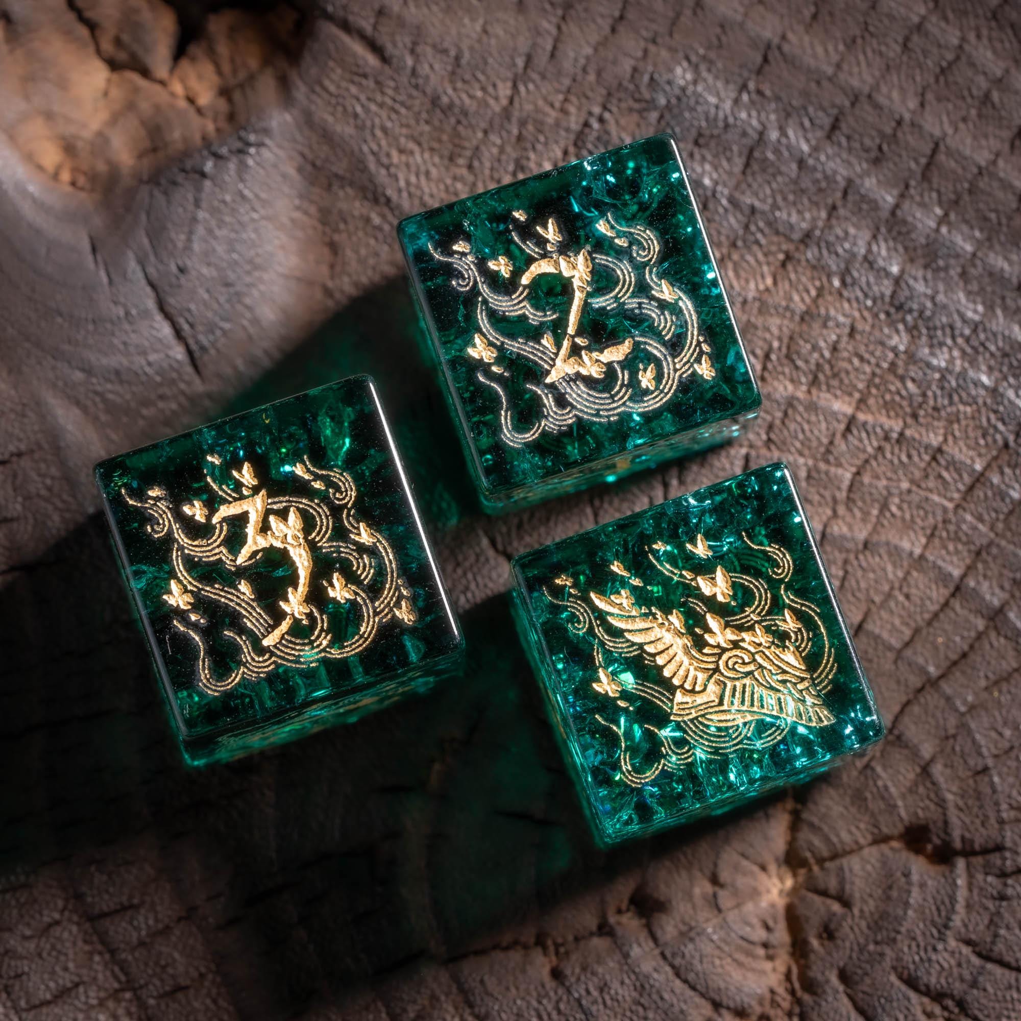 Emerald Glass Dice Set: Elden Ring Inspired Polyhedral DND Dice - Etsy