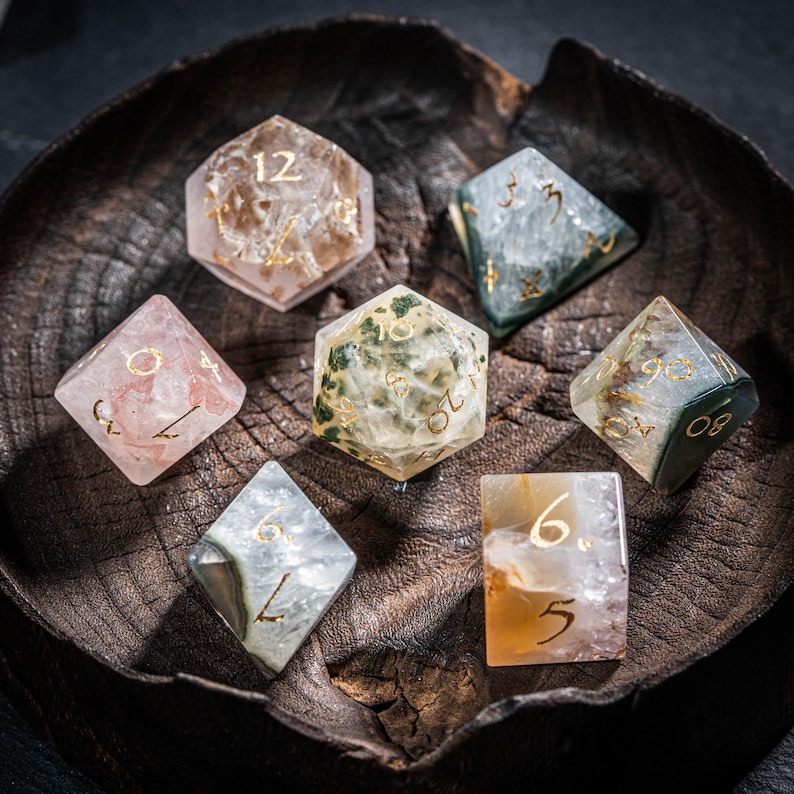 Agate Chalcedony to Quartz Transition Zone Dice Set: Polyhedral DND ...