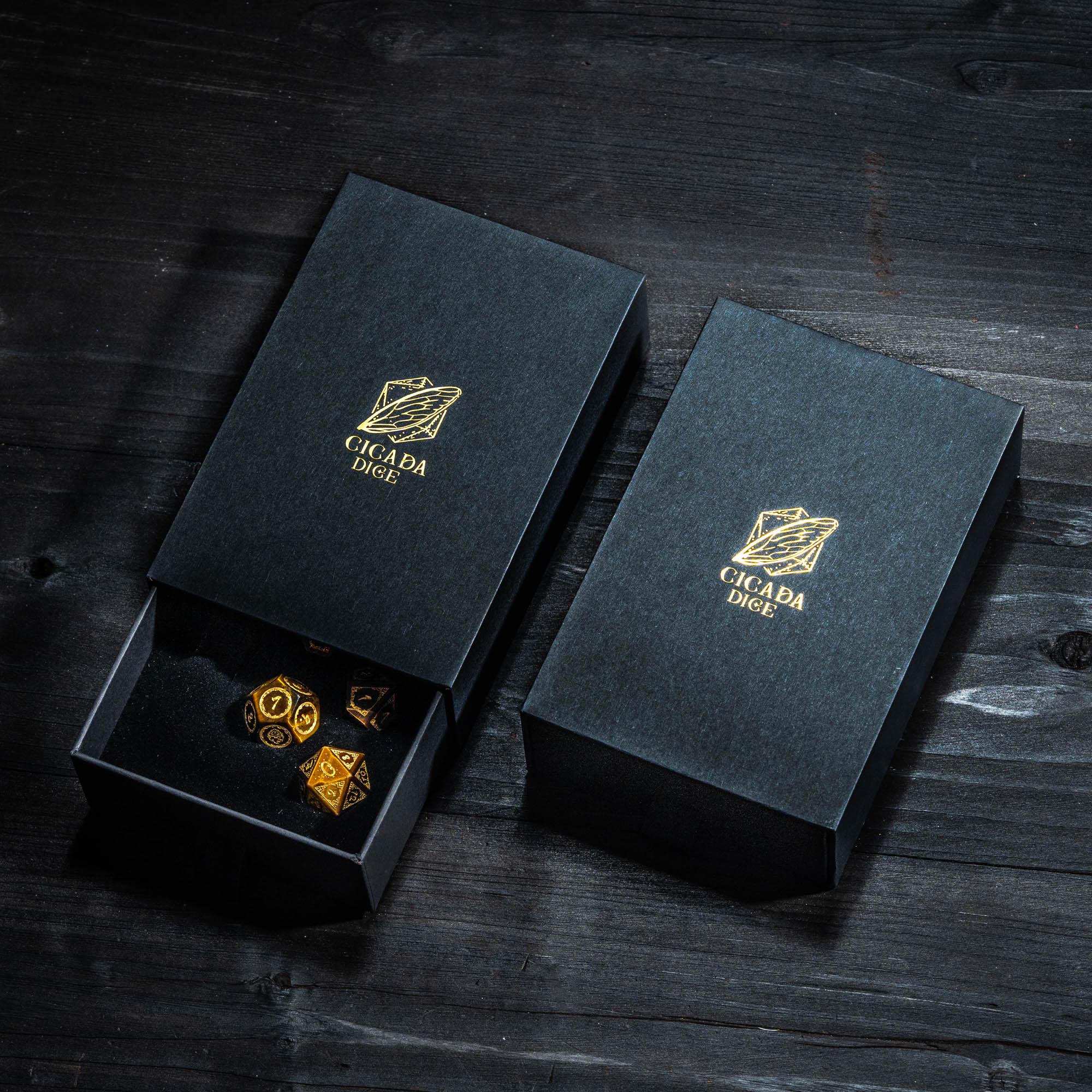Phantom Quartz Gemstone Dice Set: Polyhedral DND Dice With Luxury Box ...