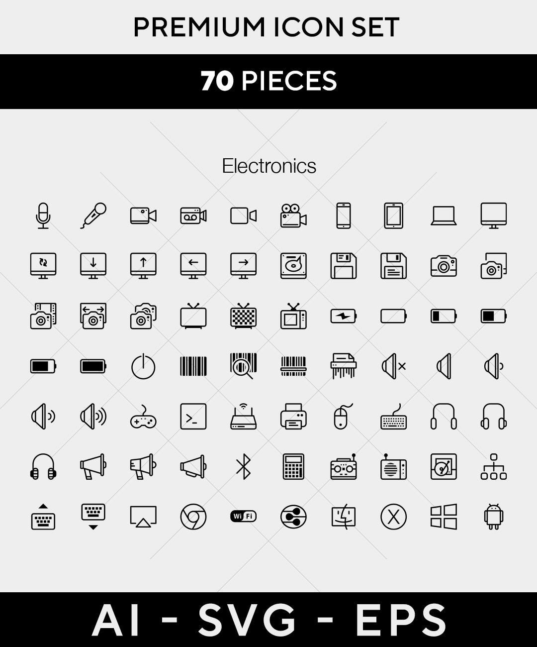 70 Electronics Line Icon Set | AI, EPS, SVG (digital Download) - Etsy