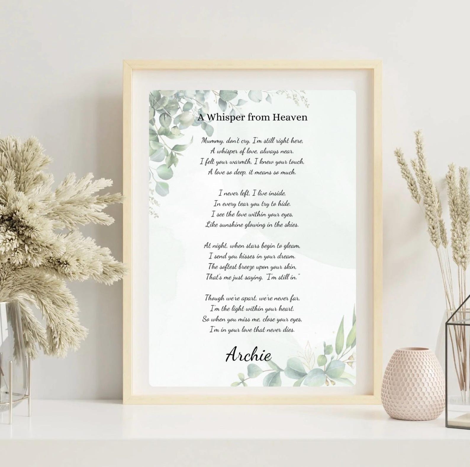 Baby Loss Poem Print, Angel Baby Memorial, Grief Gift, in Memory of ...