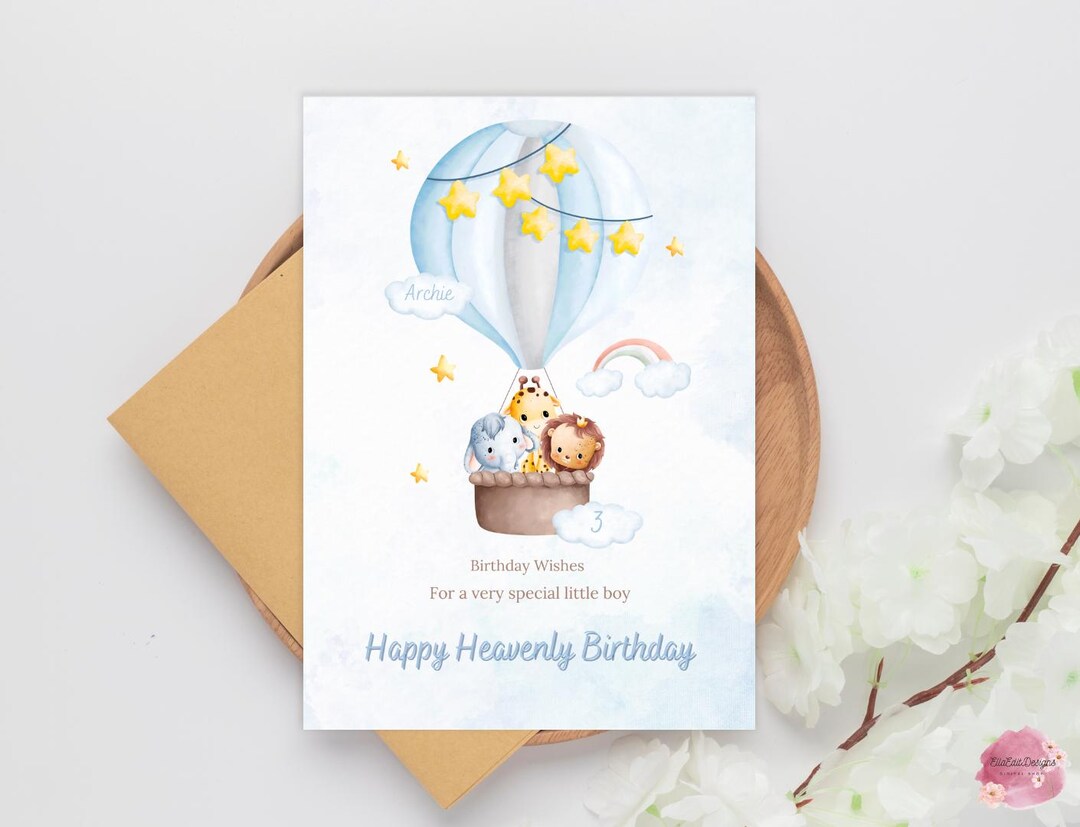 Personalised Heavenly Birthday Card | Angel Baby Card | Stillborn Baby ...