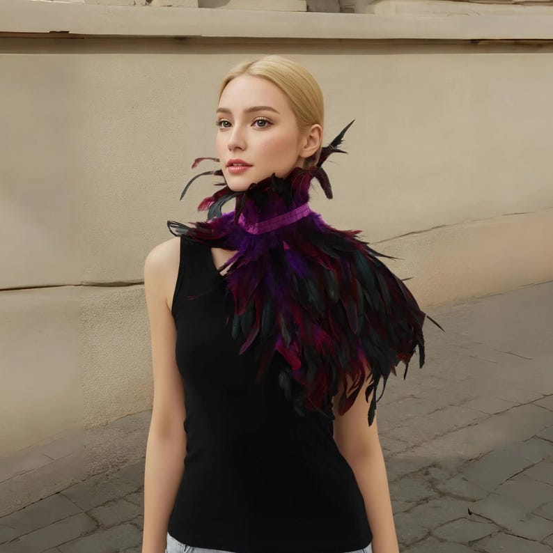 Nature Goose Feather Capelet Shawl | Slanted Shoulder Wrap, Cosplay ...