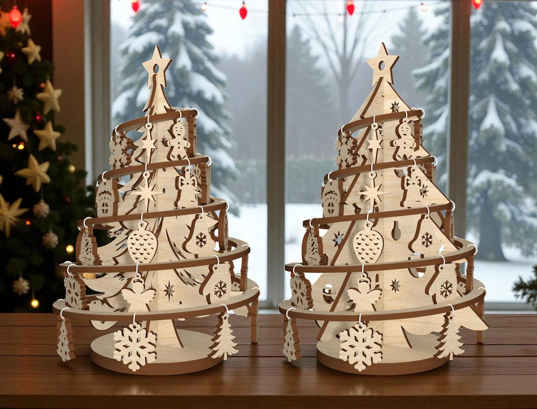 3D Christmas Tree Laser Cut File SVG, Layered Wooden Spiral Xmas Tree ...