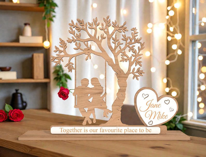 Personalized Couple Tree Swing Svg, Romantic Love Scene Laser Cut File ...