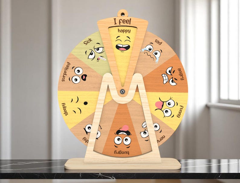 Laser Cut Feelings Wheel Emotion Board SVG , Kids Emotion Spinner ...