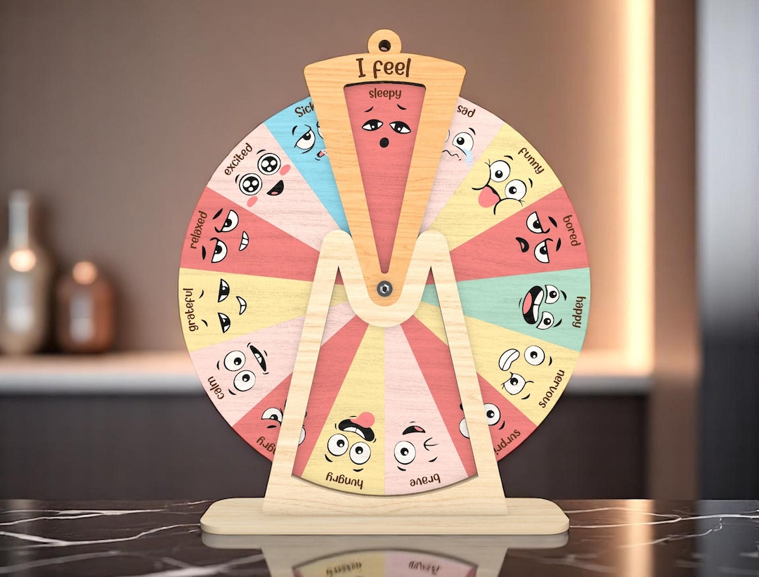 Laser Cut Feelings Wheel Emotion Board SVG , Kids Emotion Spinner ...