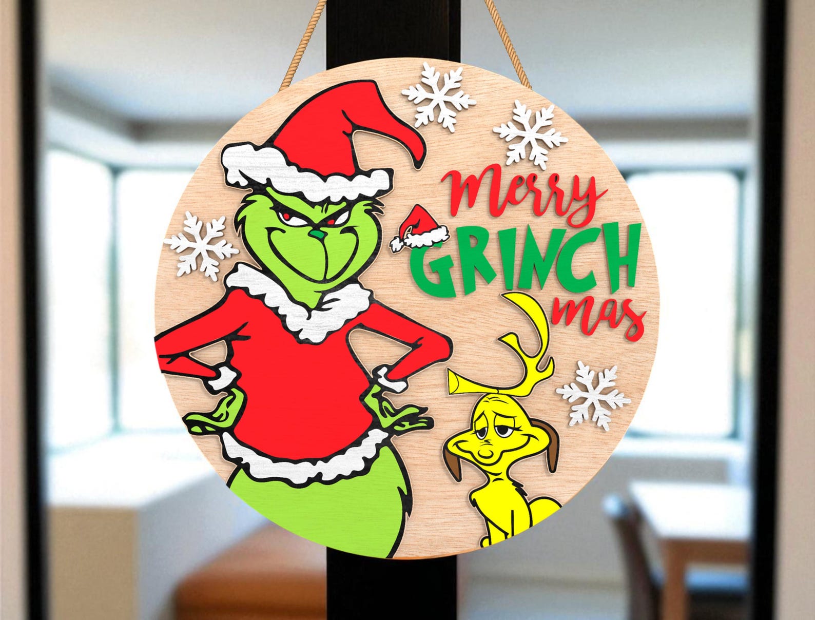 Merry Christmas Round Sign Cut File Svg, Funny Holiday Door Hanger ...