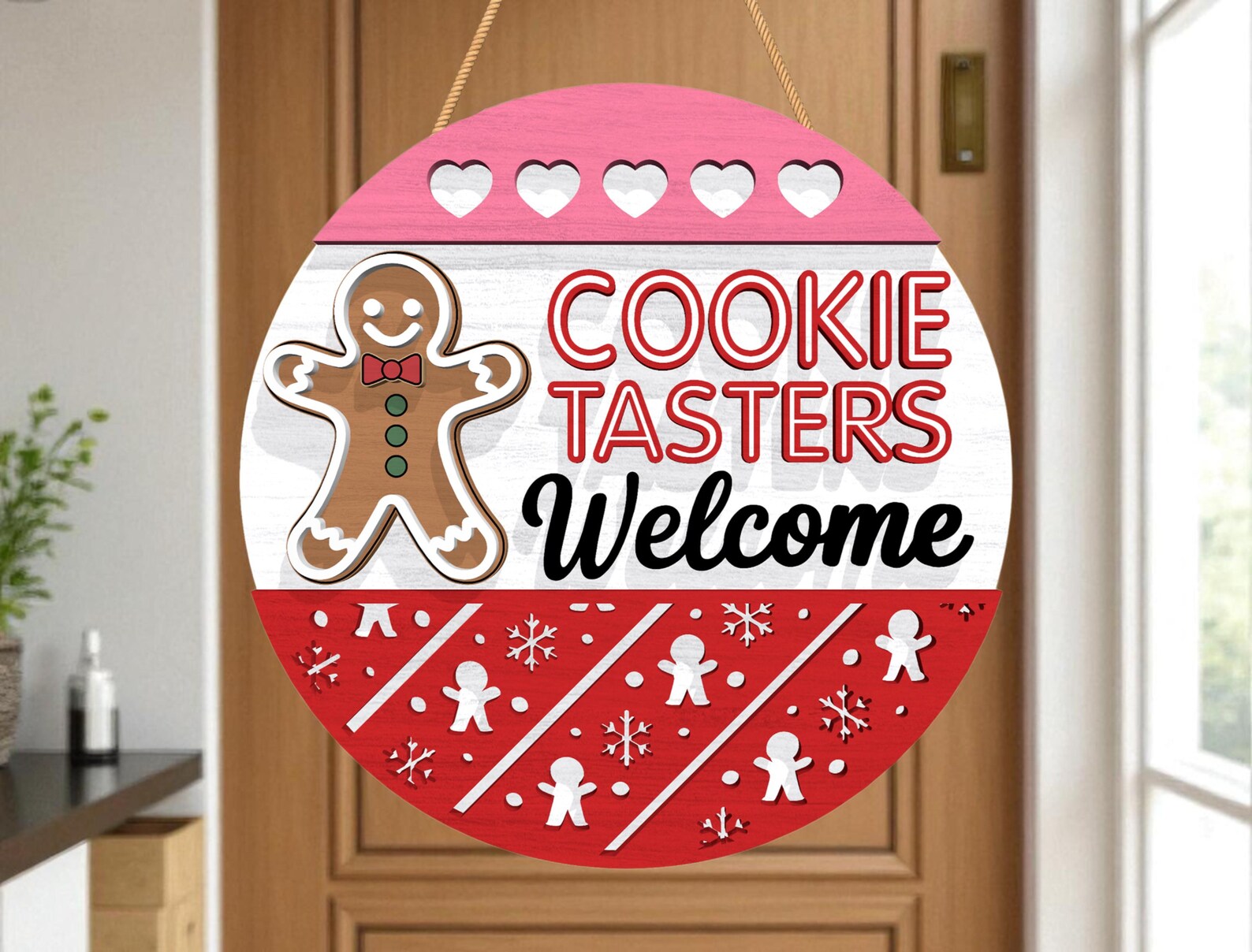Cookie Tasters Welcome Door Hanger Svg, Gingerbread Christmas Sign Svg ...