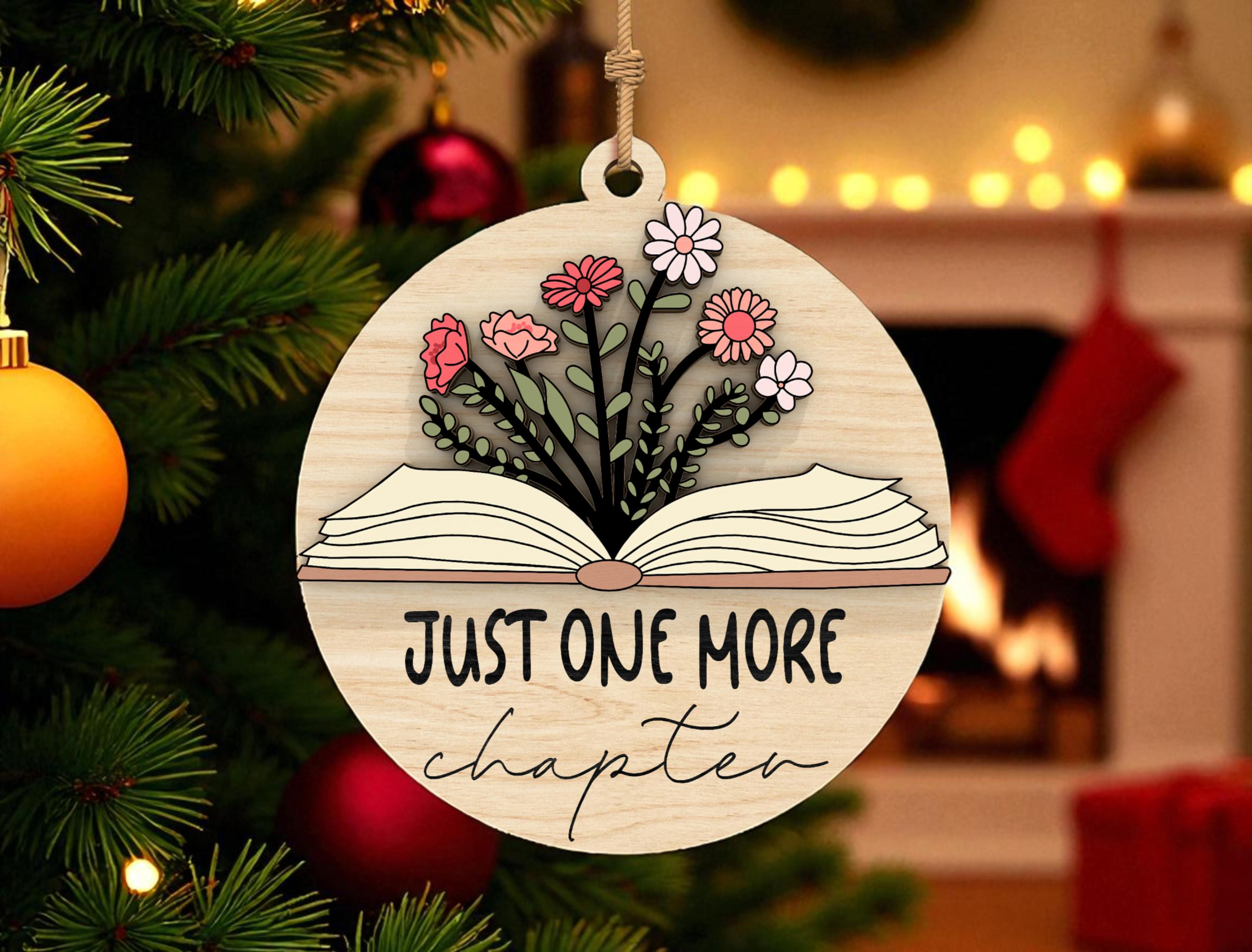 Just One More Chapter Ornament Svg, Book Lover Ornament Svg, Reading ...