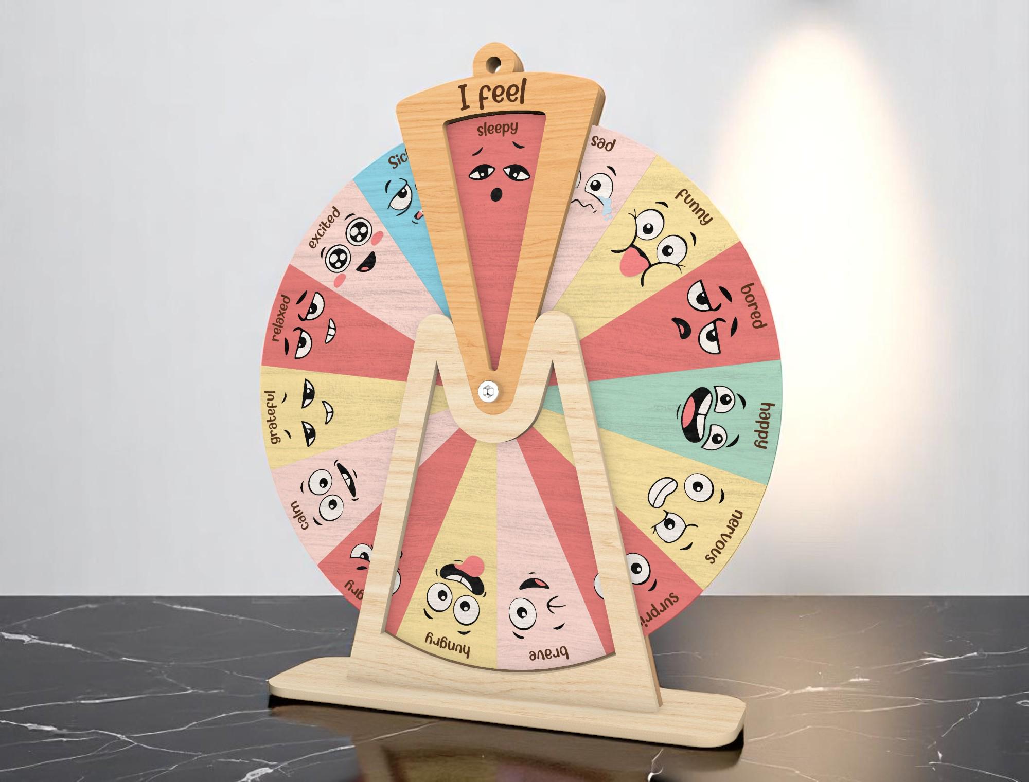 Laser Cut Feelings Wheel Emotion Board SVG , Kids Emotion Spinner ...