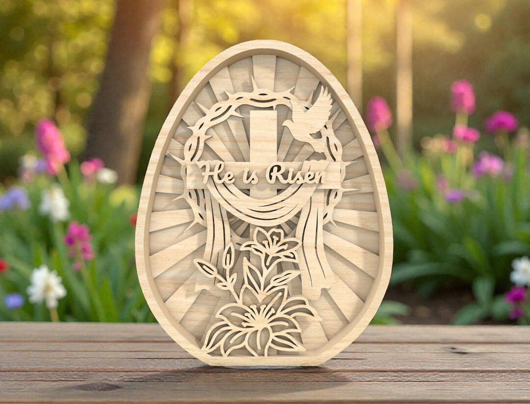 He is Risen Easter Egg Laser Cut File SVG, Christian Cross Cut File Svg ...